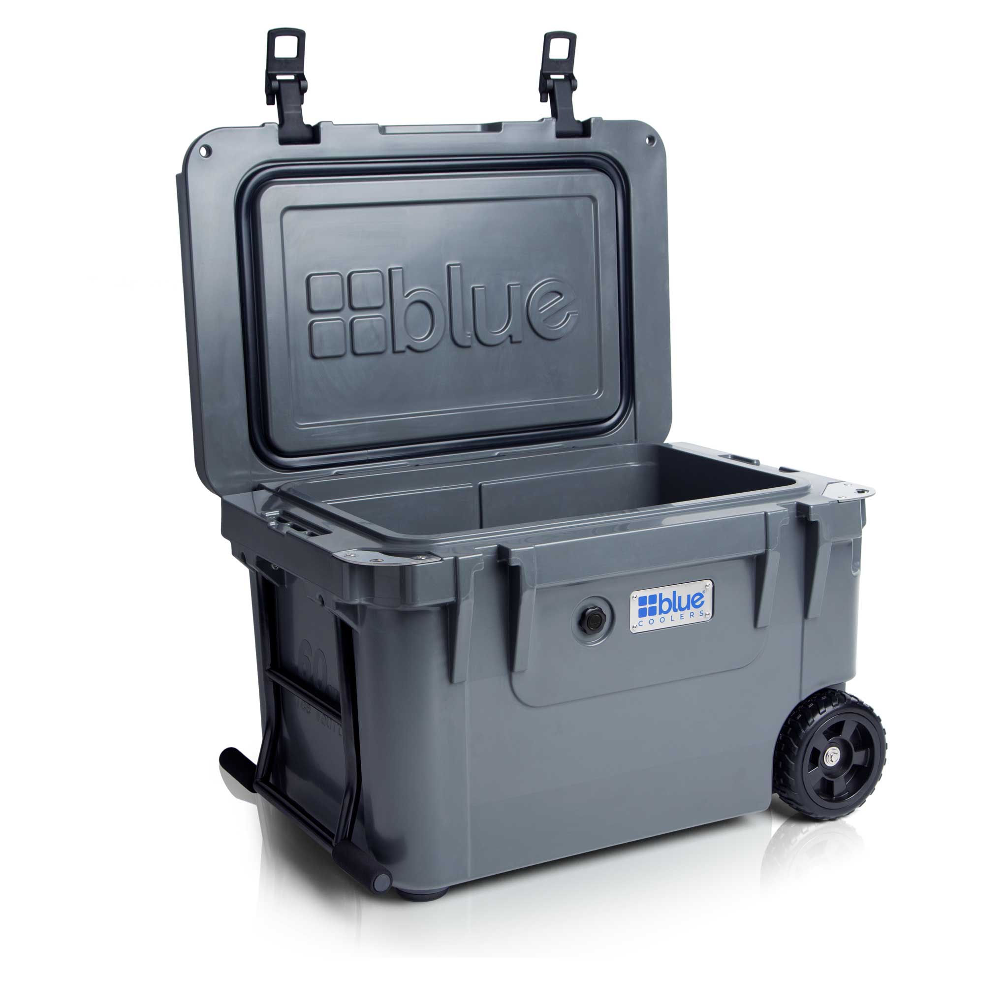 60 Quart Ice Vault Roto-Molded Cooler with Wheels – Blue Coolers