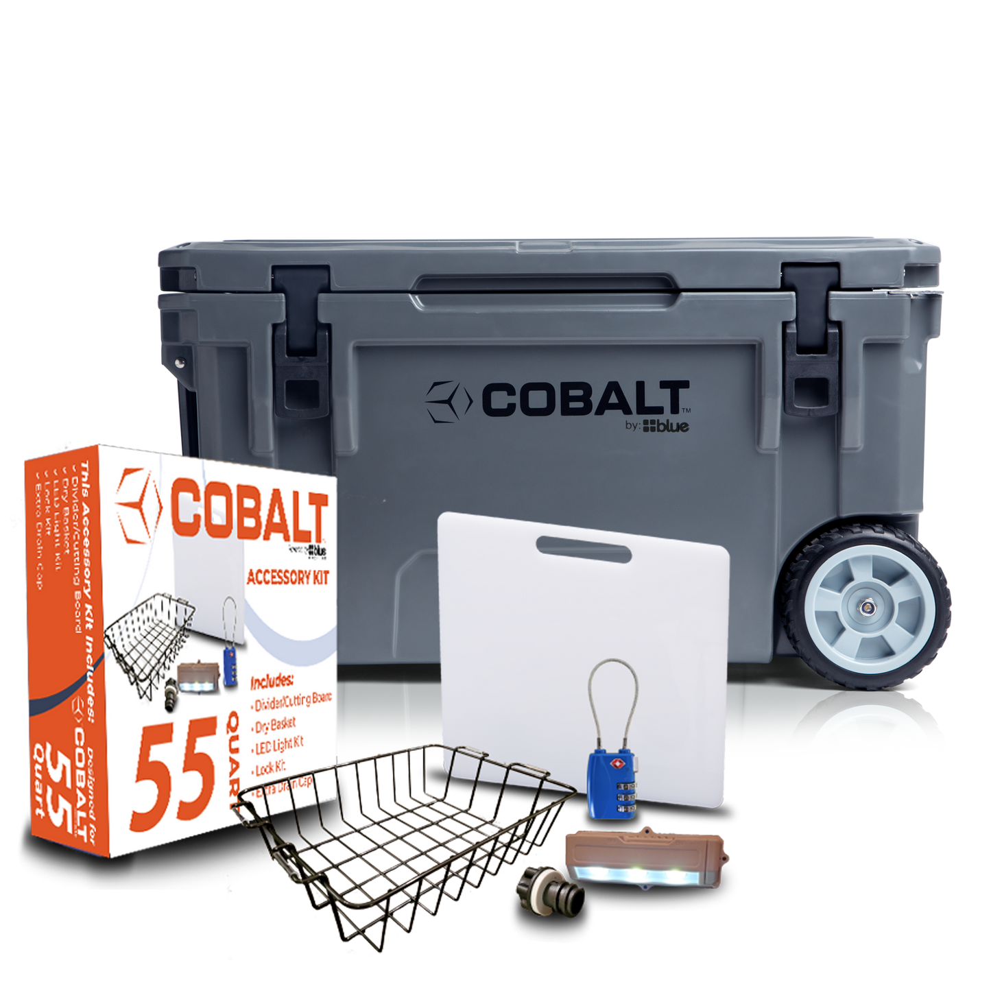 Cobalt 55 Quart Roto-Molded Super Cooler Starter Bundle – Blue Coolers