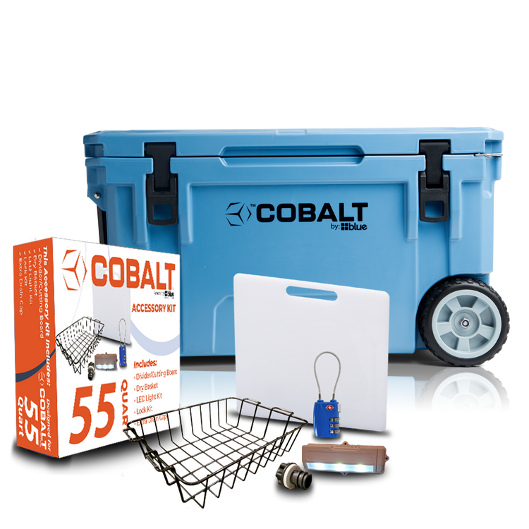 Cobalt 55 Quart Roto-Molded Super Cooler Starter Bundle – Blue Coolers